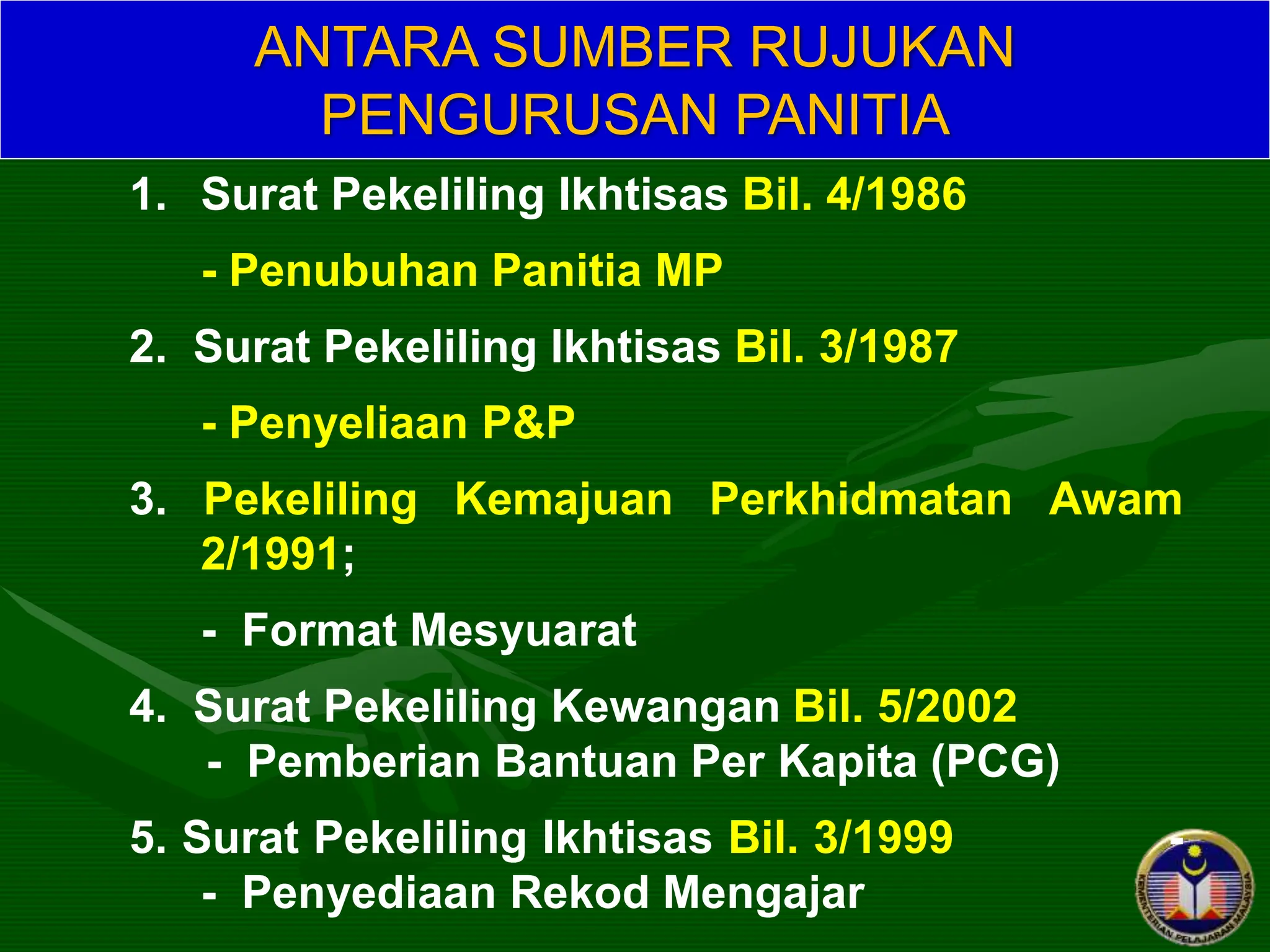 PANDUAN RINGKAS PENGURUSAN PANITIA BAGI RUJUKAN UNIT KURIKULUM ...