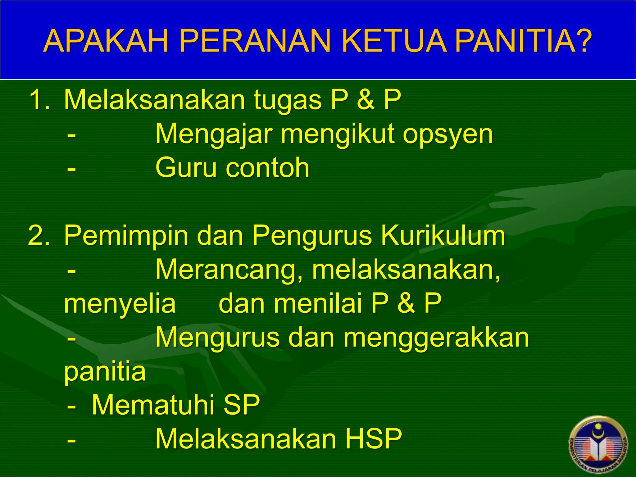 PANDUAN RINGKAS PENGURUSAN PANITIA BAGI RUJUKAN UNIT KURIKULUM ...