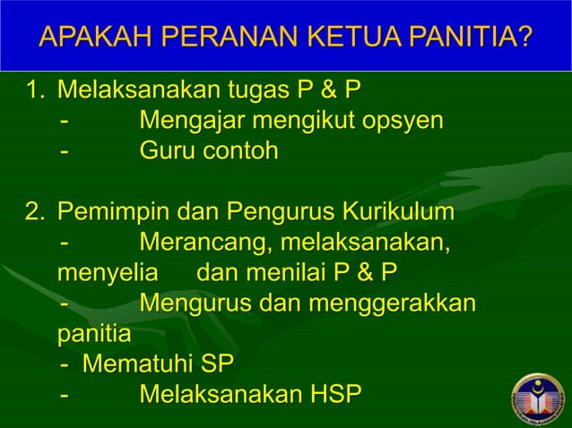 PANDUAN RINGKAS PENGURUSAN PANITIA BAGI RUJUKAN UNIT KURIKULUM ...