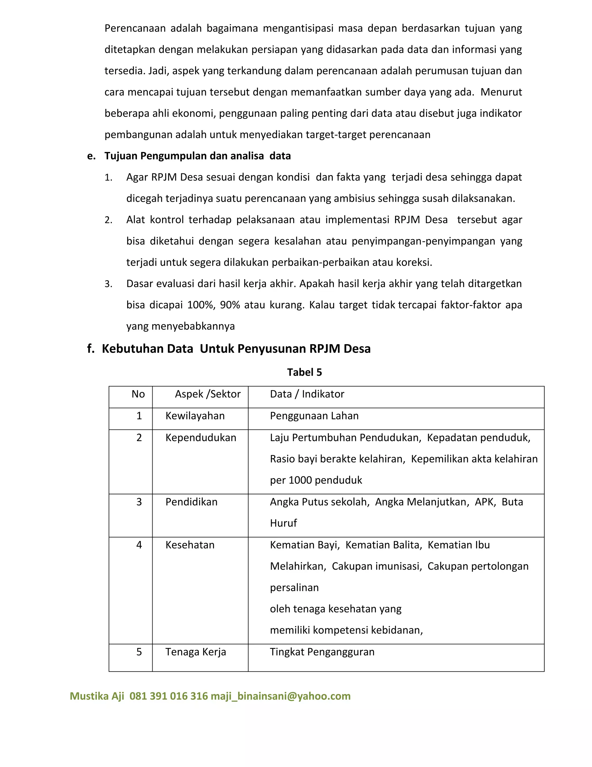 Panduan Penyusunan RPJM Desa 6 ( rev 3) | PDF