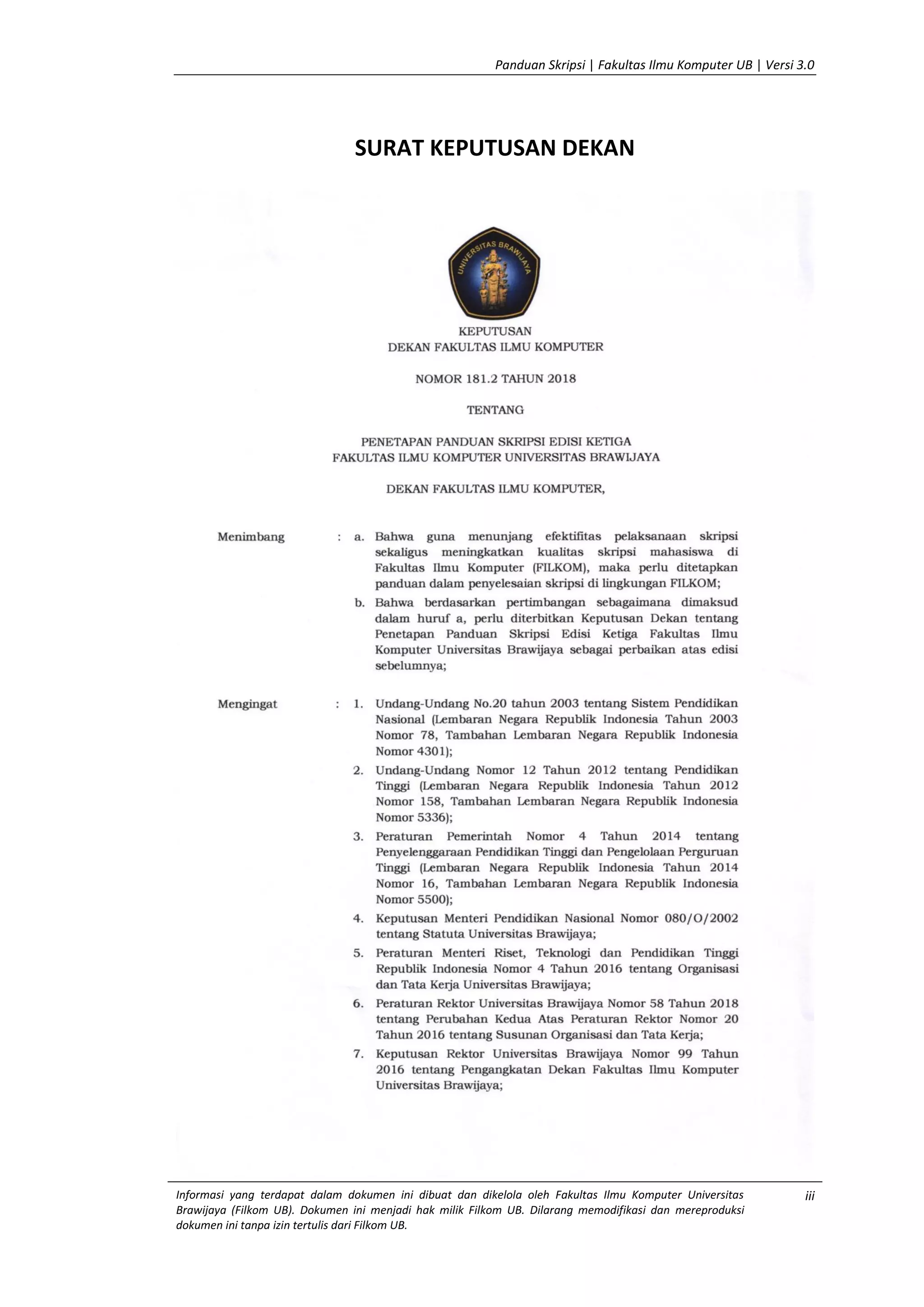 Panduan Skripsi Filkom Universitas Brawijaya | PDF