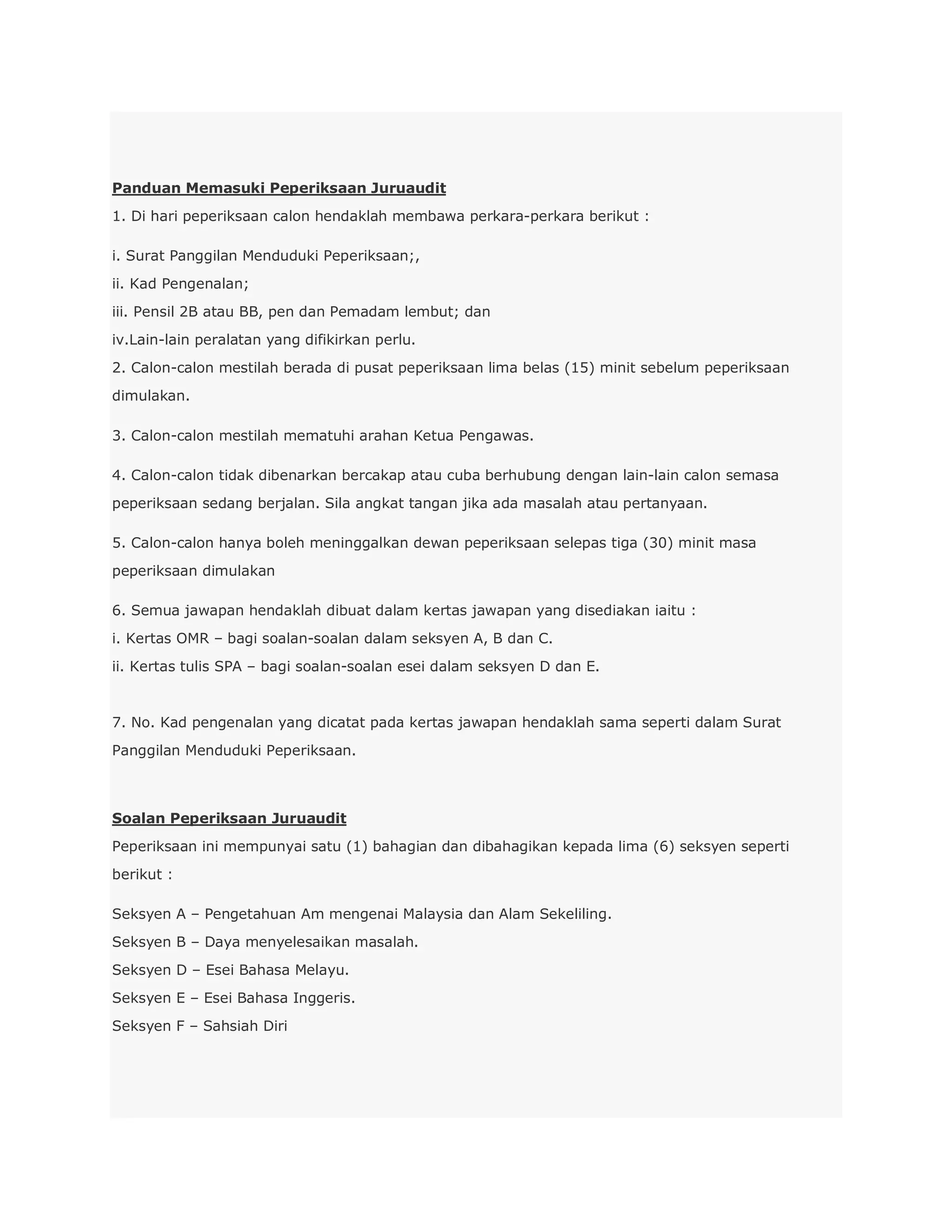 Panduan soalan peperiksaan juruaudit w41 | PDF