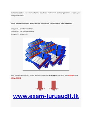 Panduan soalan peperiksaan juruaudit w41 | PDF