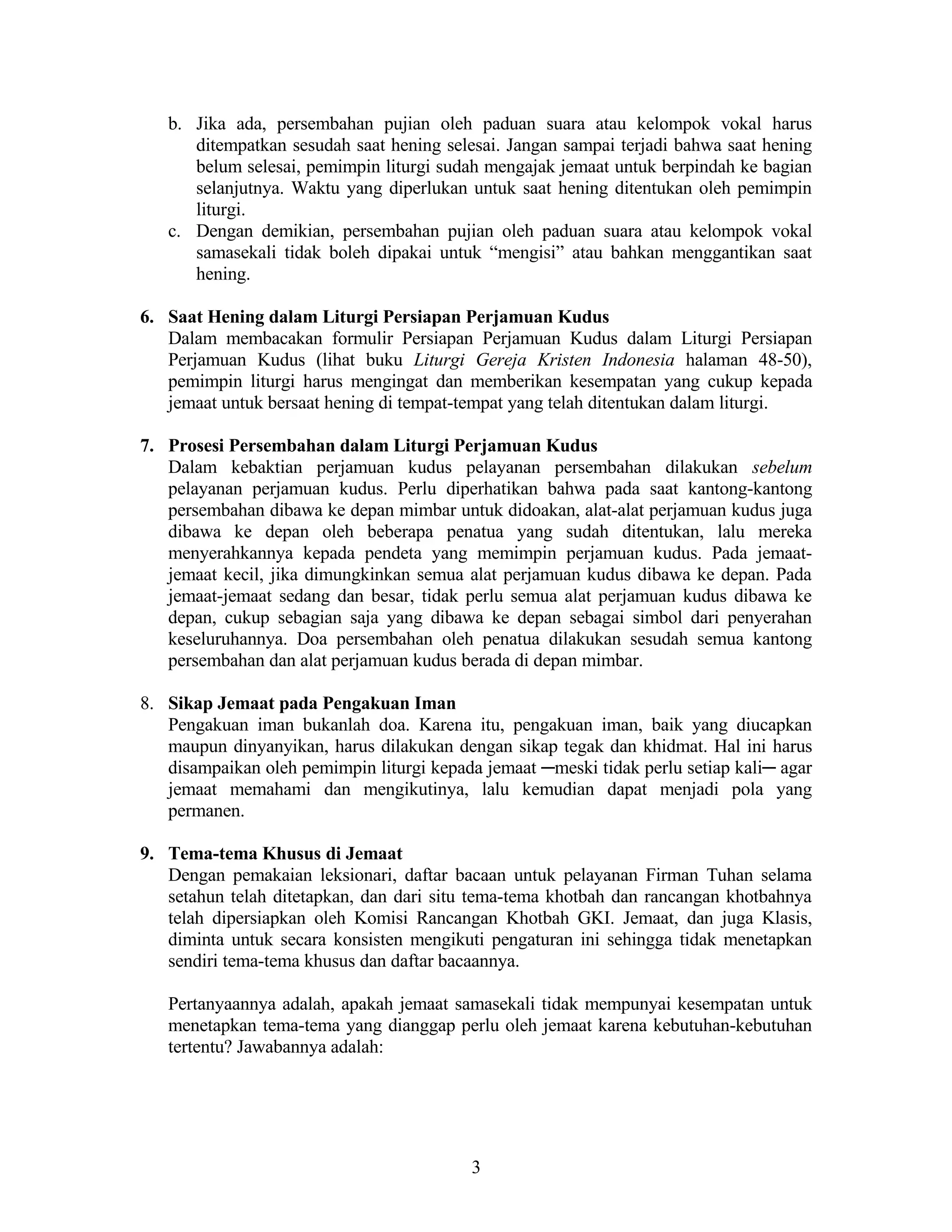 Panduan Teknis Liturgi Gki | DOC