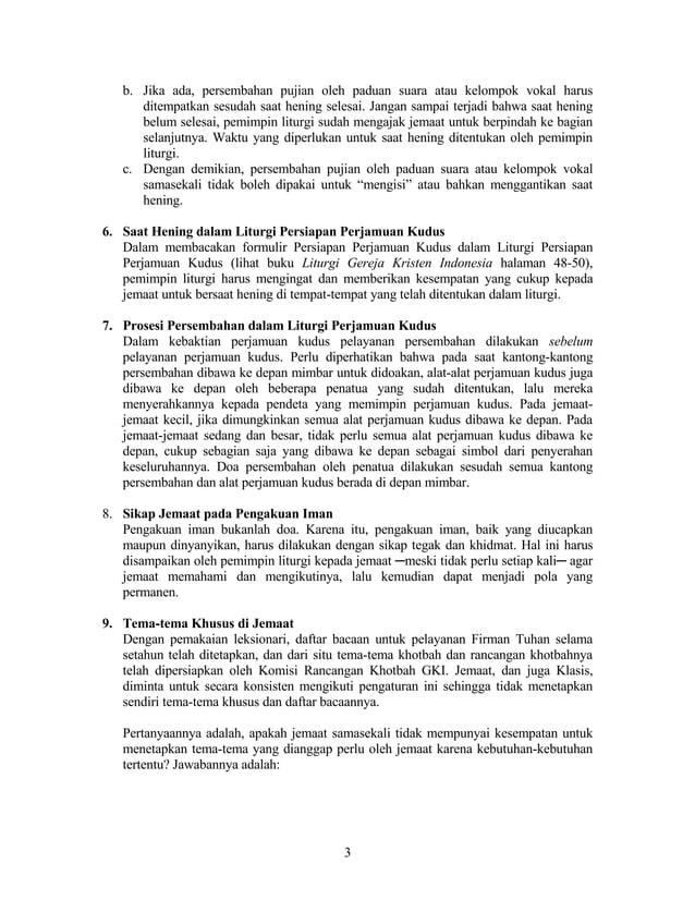 Panduan Teknis Liturgi Gki | DOC