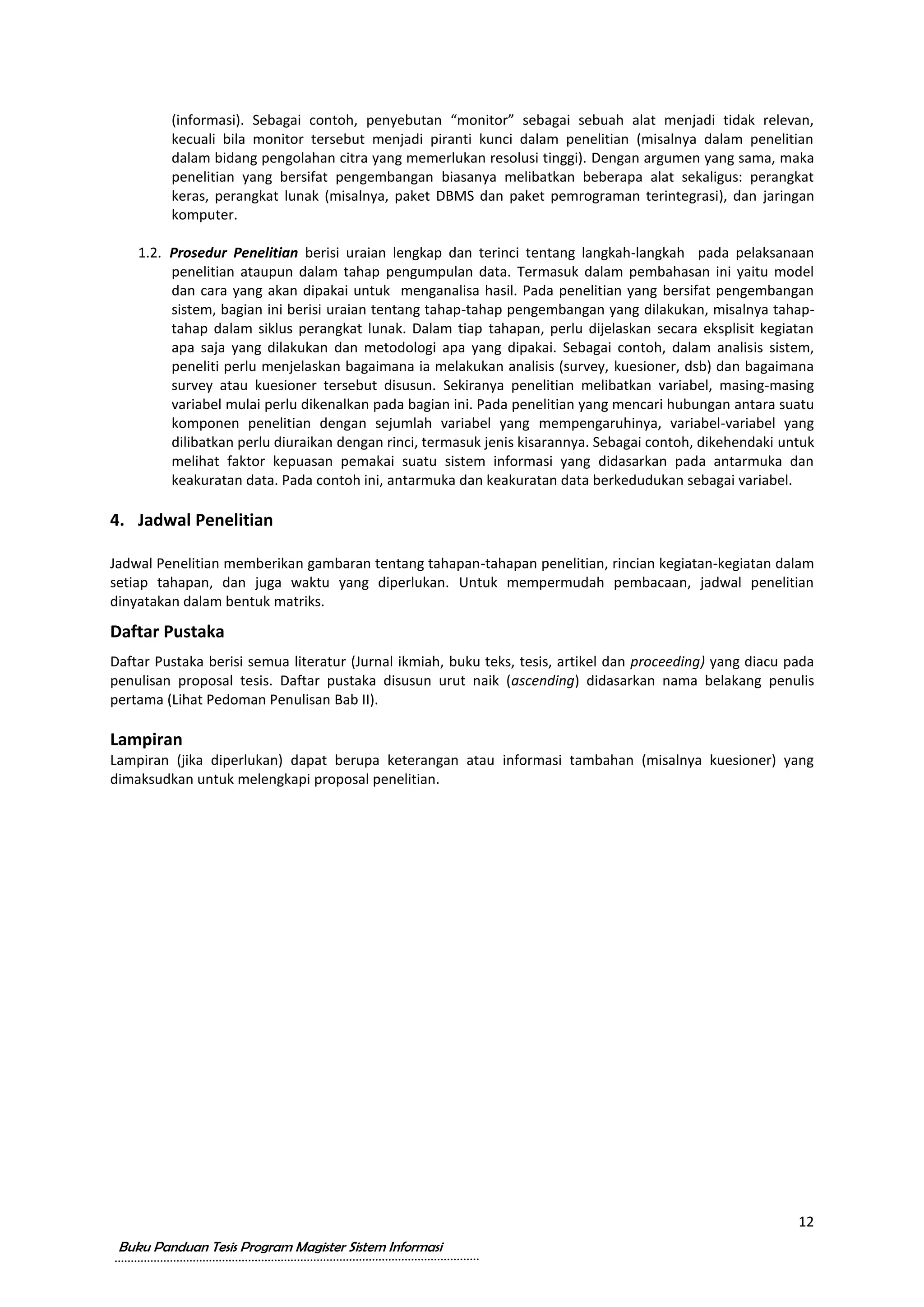 Panduan Tesis Prodi Magister Sistem Informasi edisi 6 2018-1 | PDF