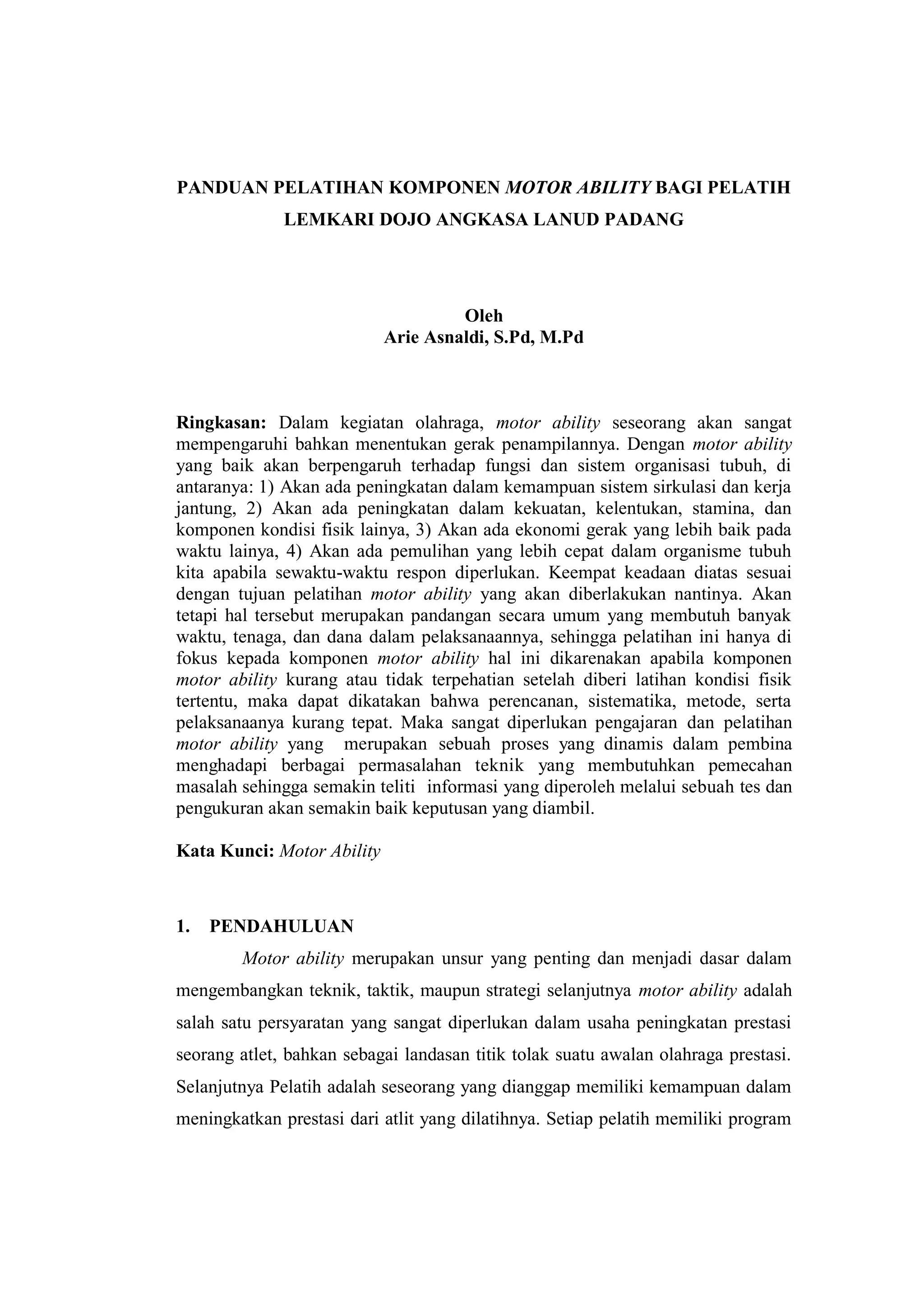Panduan test motor ability | PDF