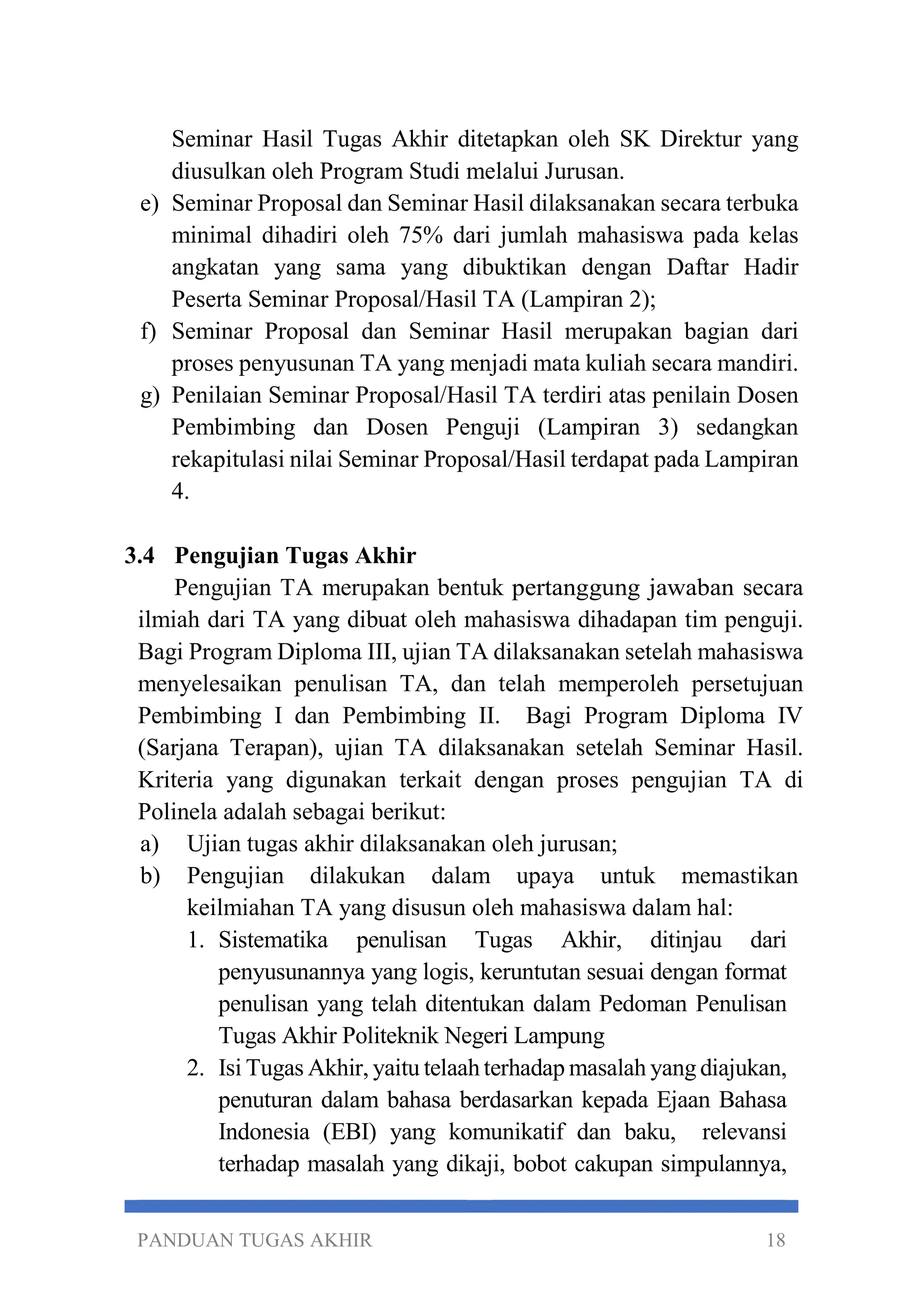 Panduan Tugas Akhir Tahun 2020 Politrknik Negeri Lampung | PDF