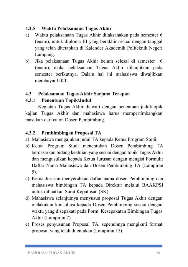 Panduan Tugas Akhir Tahun 2020 Politrknik Negeri Lampung | PDF