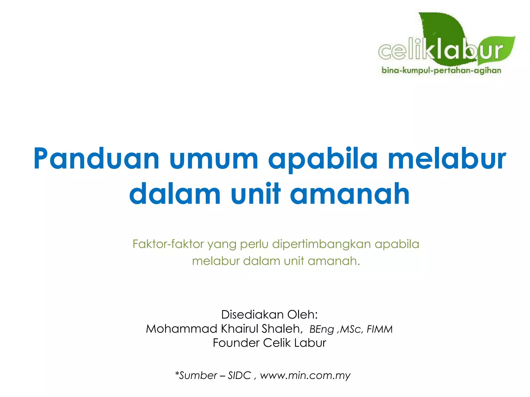 Panduan umum apabila melabur dalam unit amanah | PPT