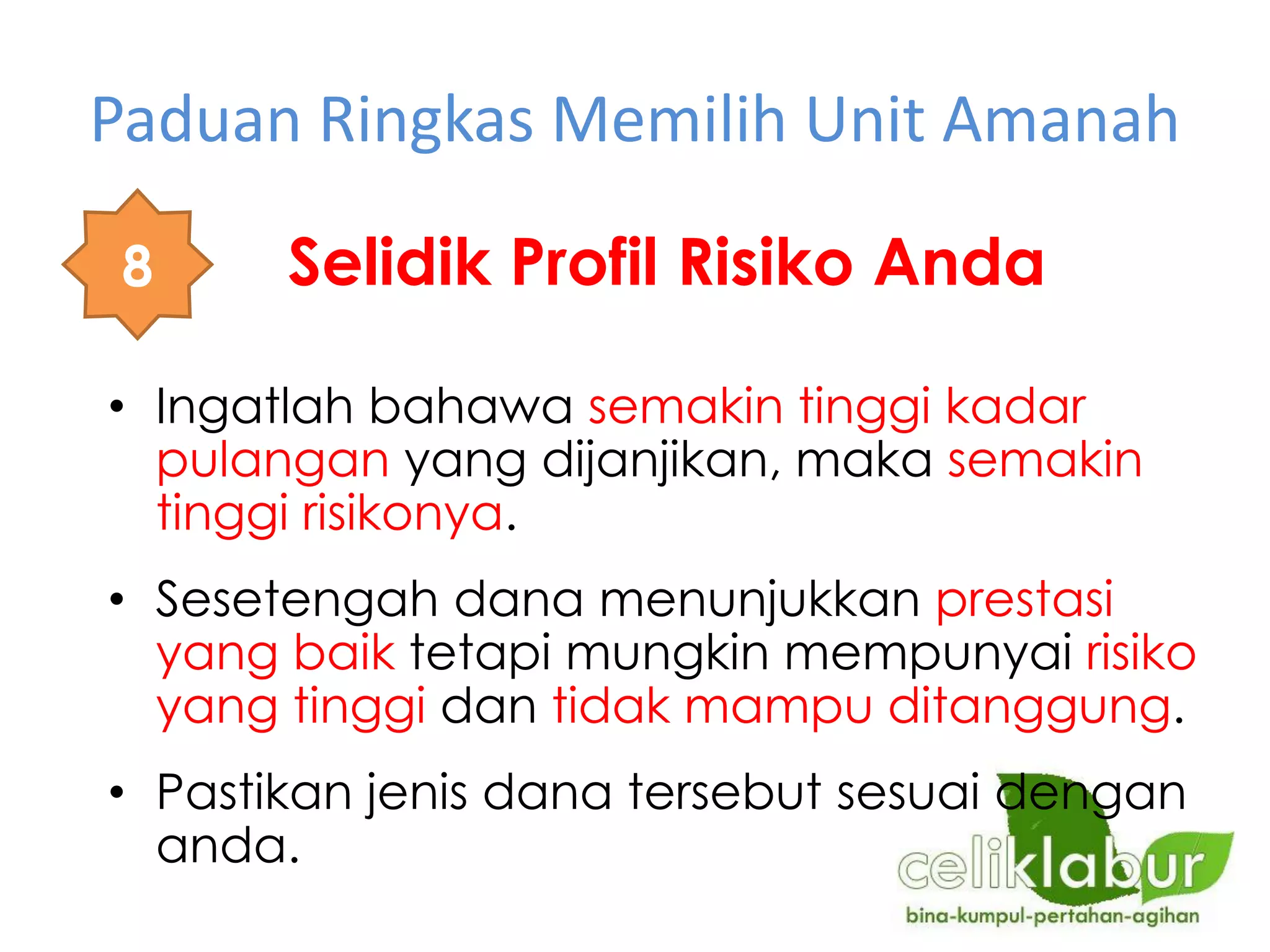 Panduan umum apabila melabur dalam unit amanah | PPT