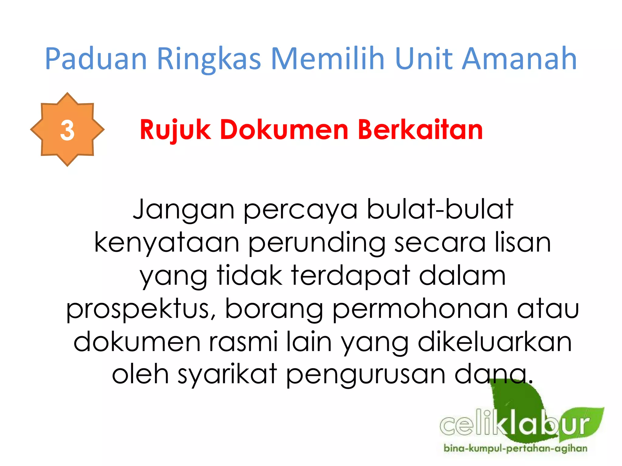 Panduan umum apabila melabur dalam unit amanah | PPT
