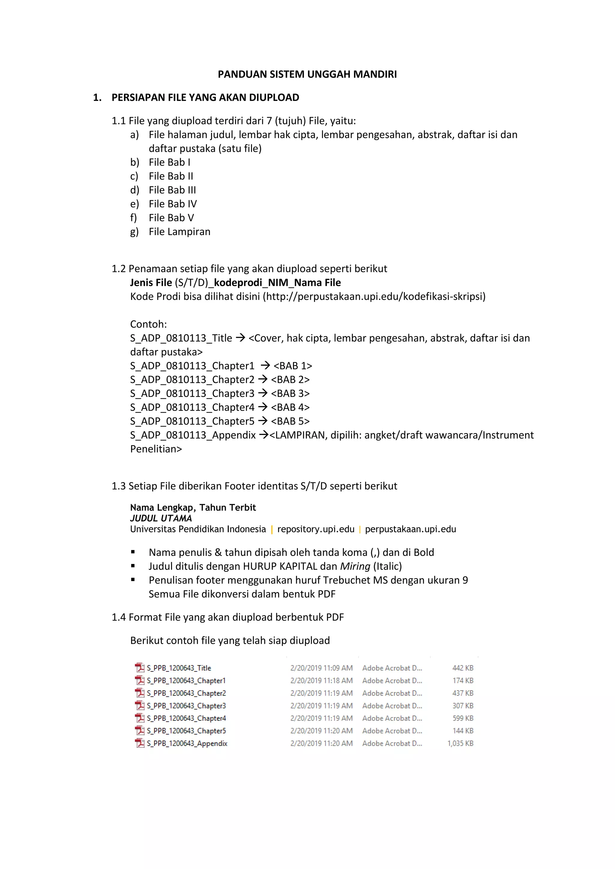 Panduan Unggah Mandiri UPI | PDF