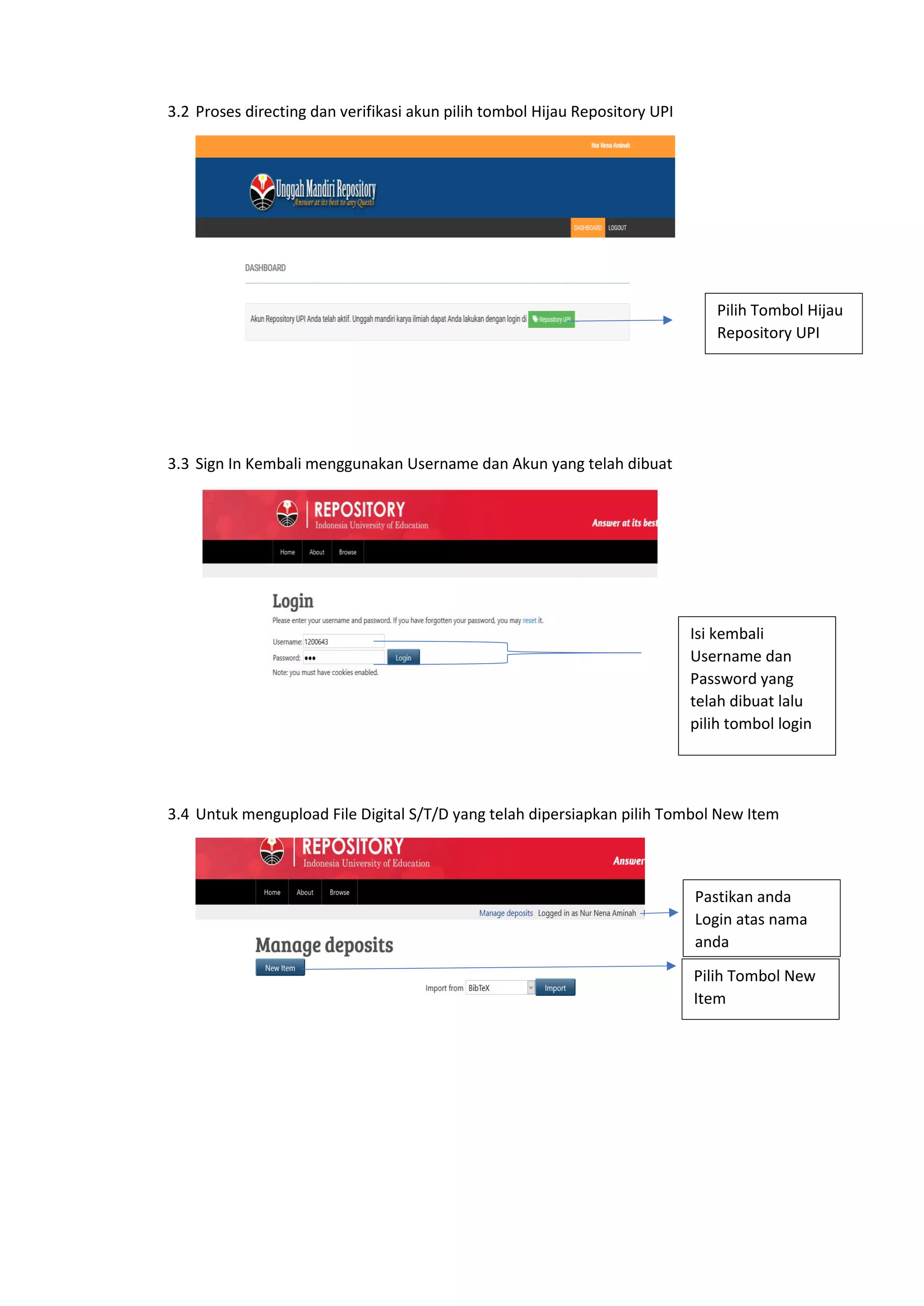 Panduan Unggah Mandiri UPI | PDF