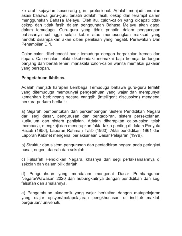 Panduan untuk calon spp interview | PDF