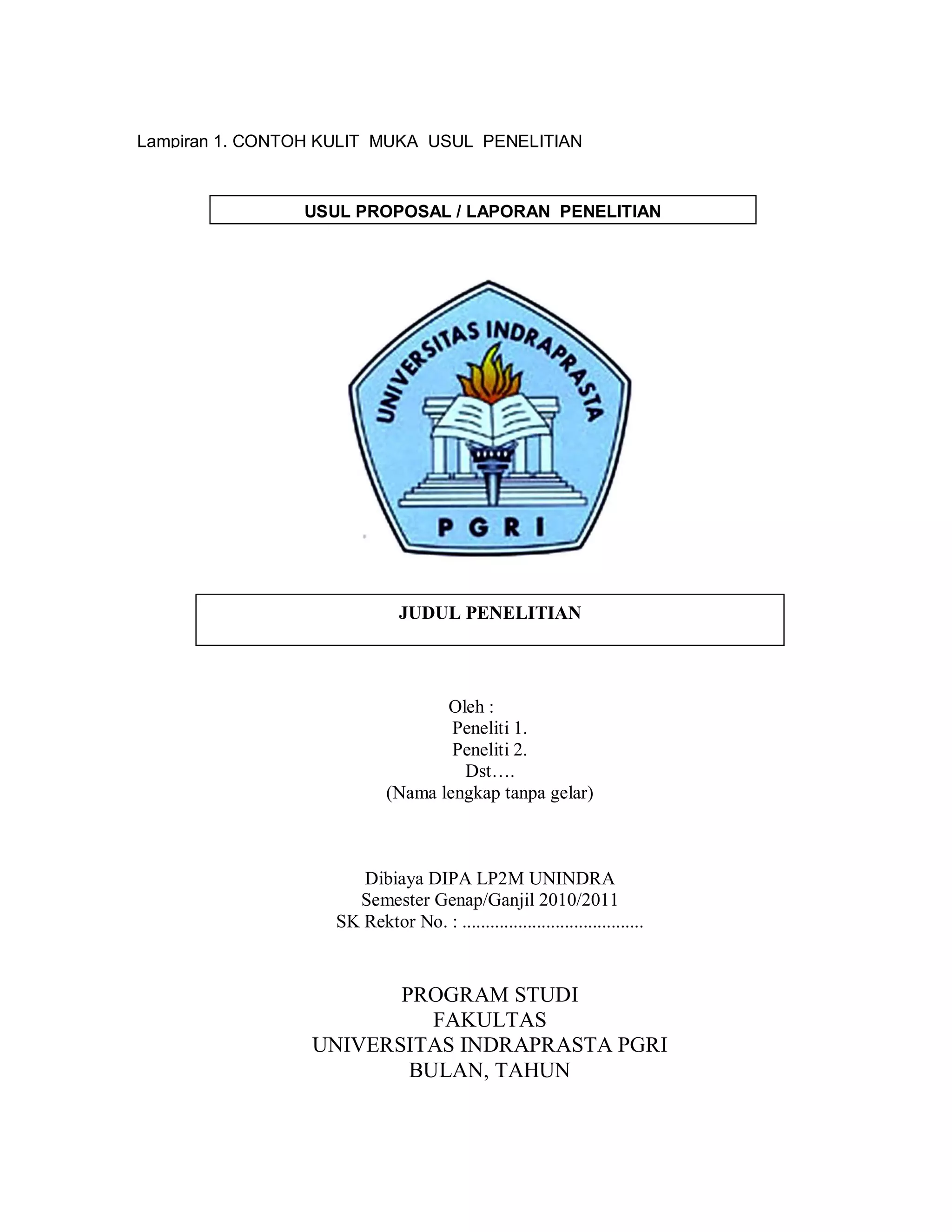 Panduan usul penelitian unindra | PDF