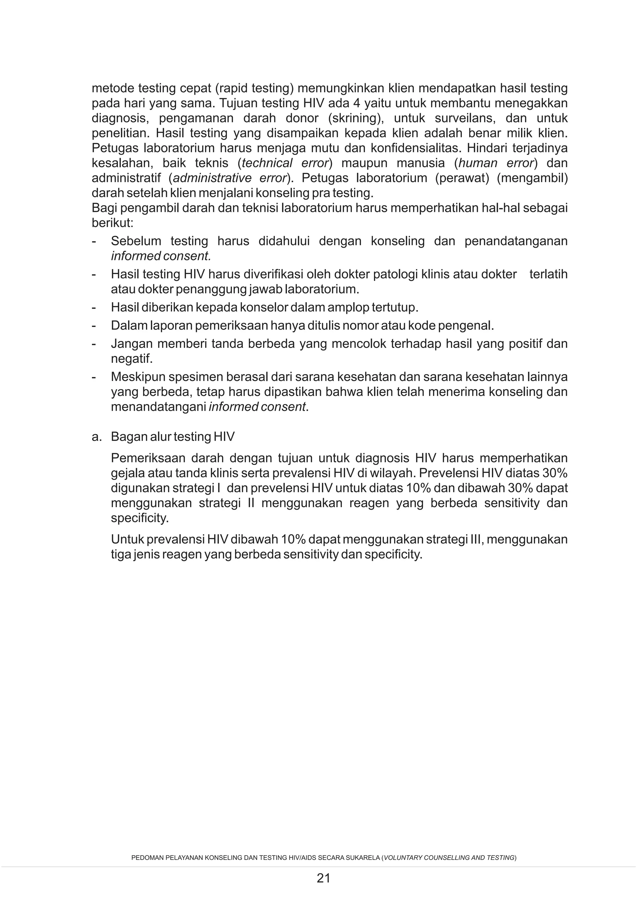 Juknis HIV: Panduan VCT | PDF