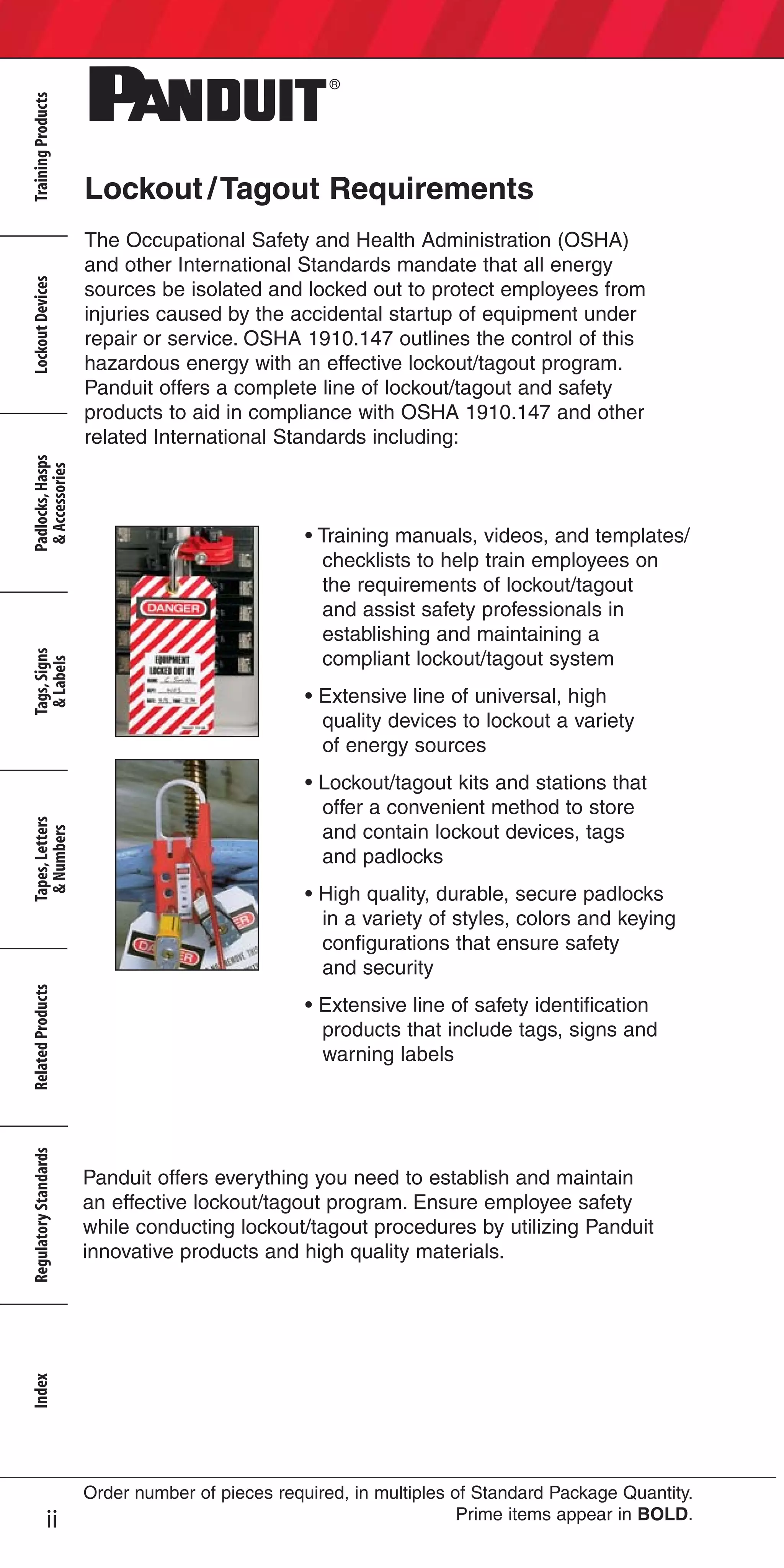 Panduit Lockout Tagout Electrical Safety Catalogue | PDF