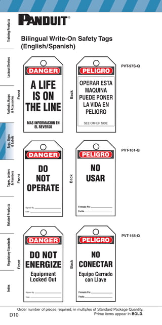 Panduit Lockout Tagout Electrical Safety Catalogue | PDF