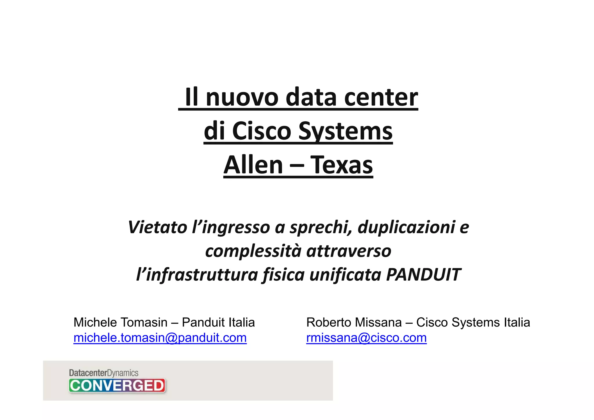 Il nuovo data center di Cisco Systems Allen – Texas | PPT