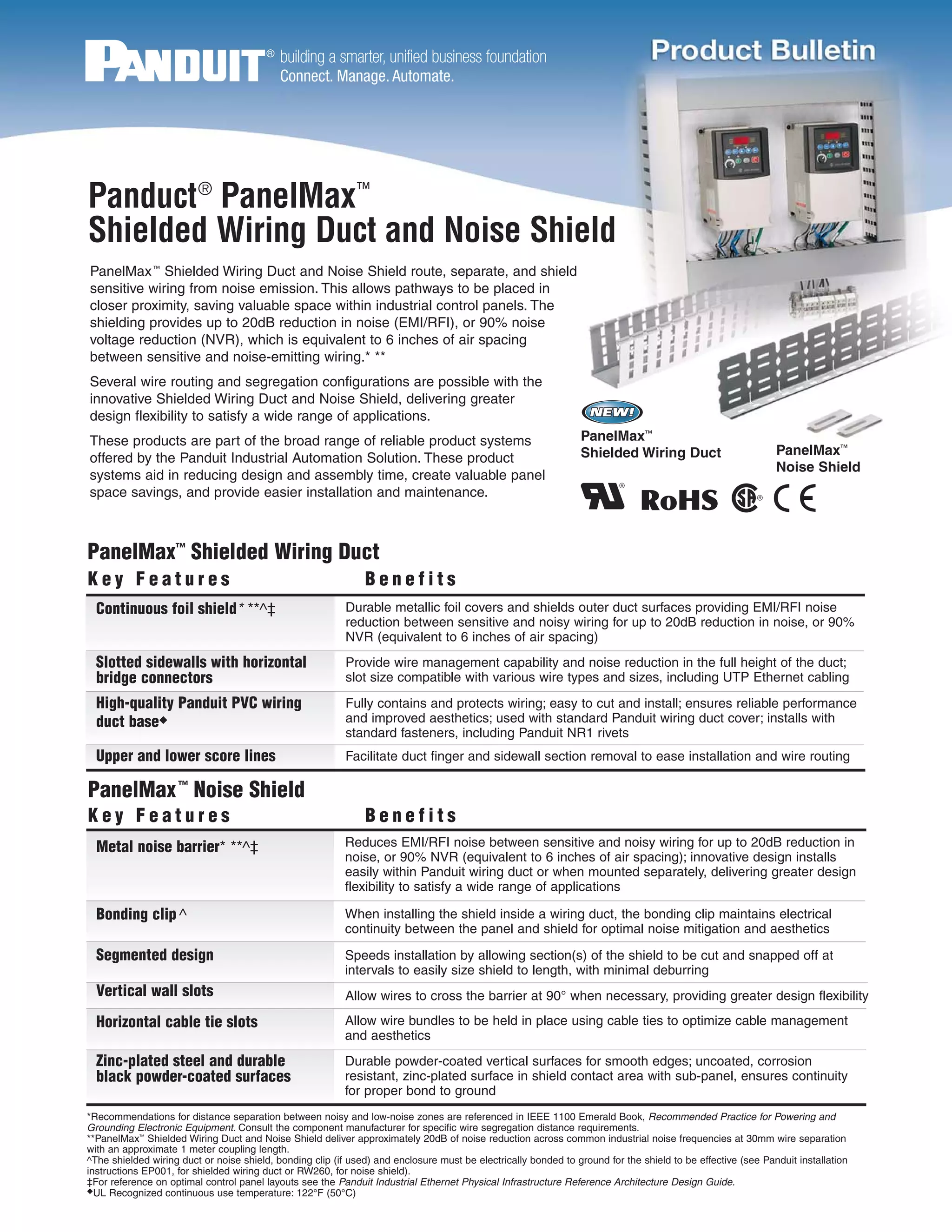 Panduit Panduct PanelMax Shielded Wiring Duct & Noise Shield - EMI/RFI ...