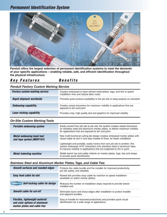 Panduit Stainless Steel Cable Tie & Marking Systems For Cable & Pipe ...