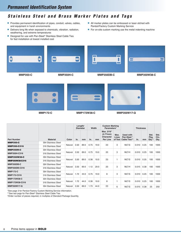 Panduit Stainless Steel Cable Tie & Marking Systems For Cable & Pipe ...