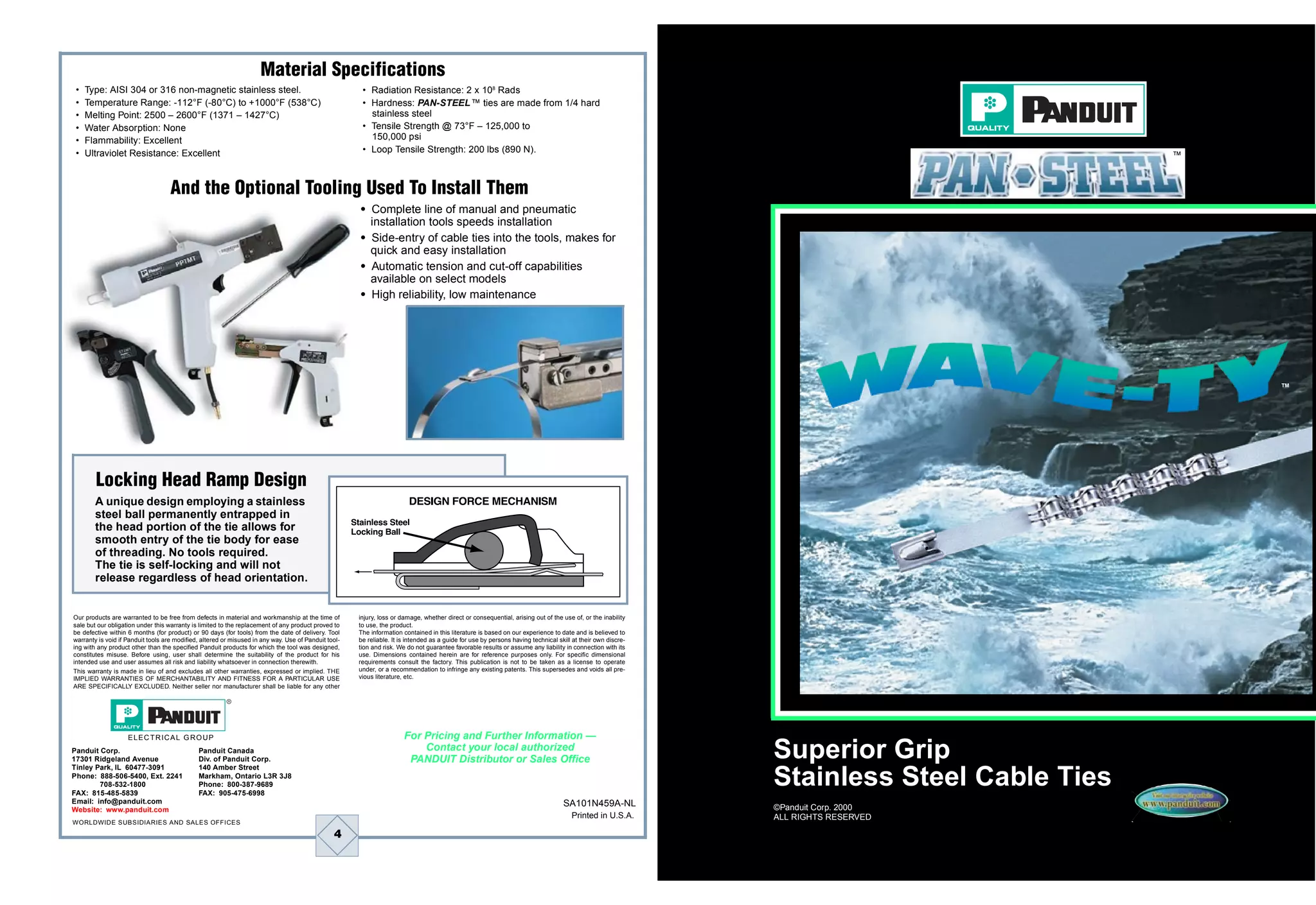 Panduit Wave Ty Superior Grip Stainless Steel Cable Ties | PDF | Sports ...