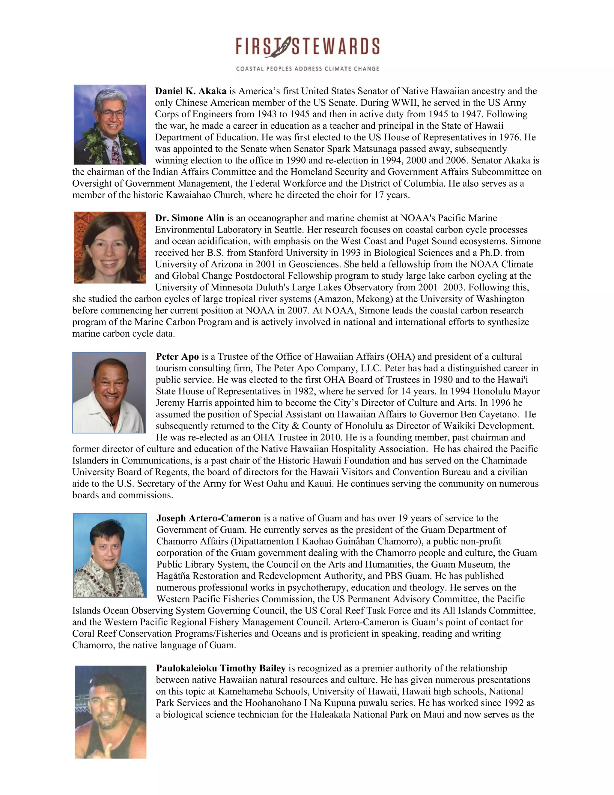 First Stewards Panelist Bios Alphabetical | PDF