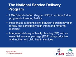 Evaluating an Integrated Family Planning and Mother/Child Health Program | PPT