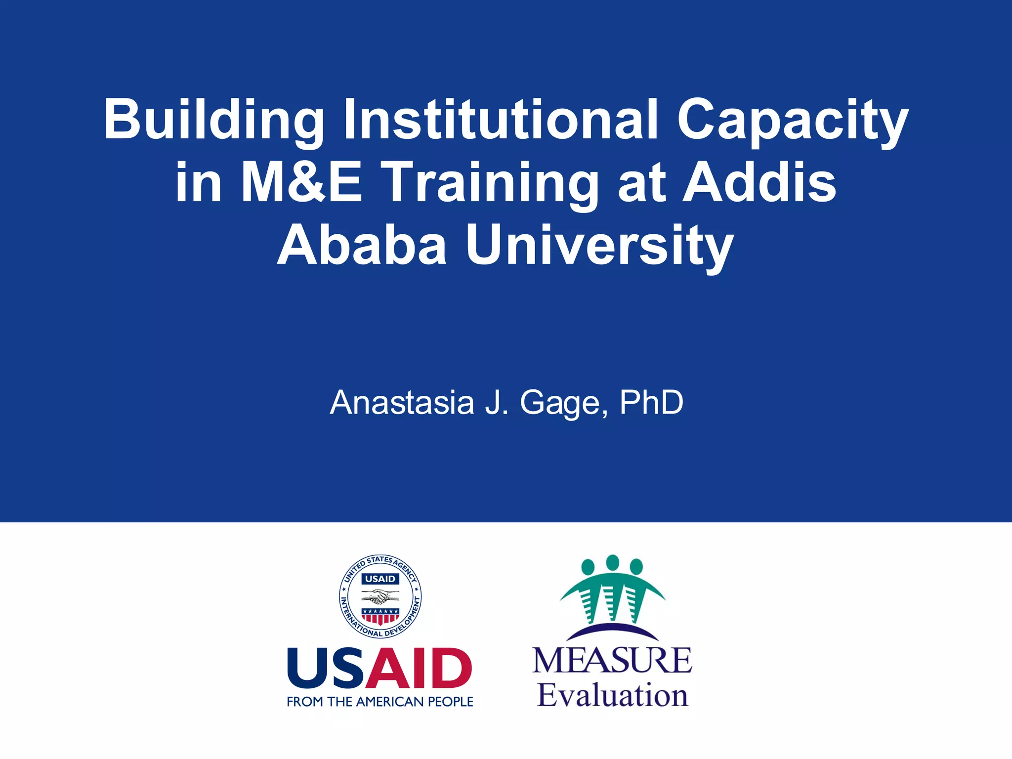 Building Institutional Capacity in M&E Training at Addis Ababa ...