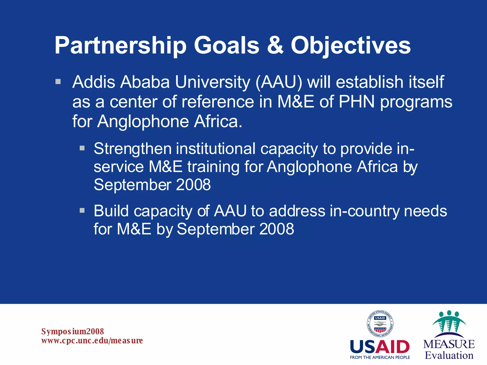 Building Institutional Capacity in M&E Training at Addis Ababa ...