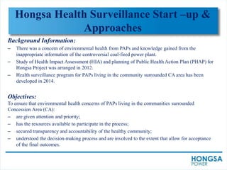 Hongsa Health Surveillance Start-up and Approaches Hongsa Project - The ...