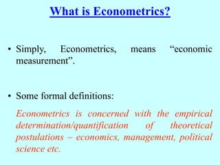 panel cross time a discussion on the econometrics model | PPT