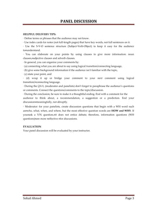 Panel discussion handouts by Sohail Ahmed Solangi | PDF