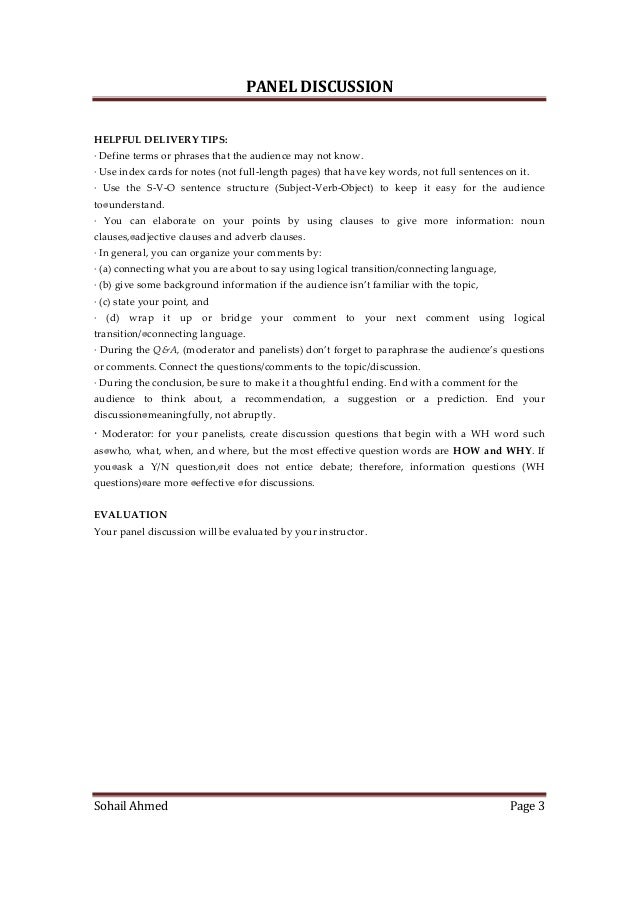 Panel discussion handouts by Sohail Ahmed Solangi