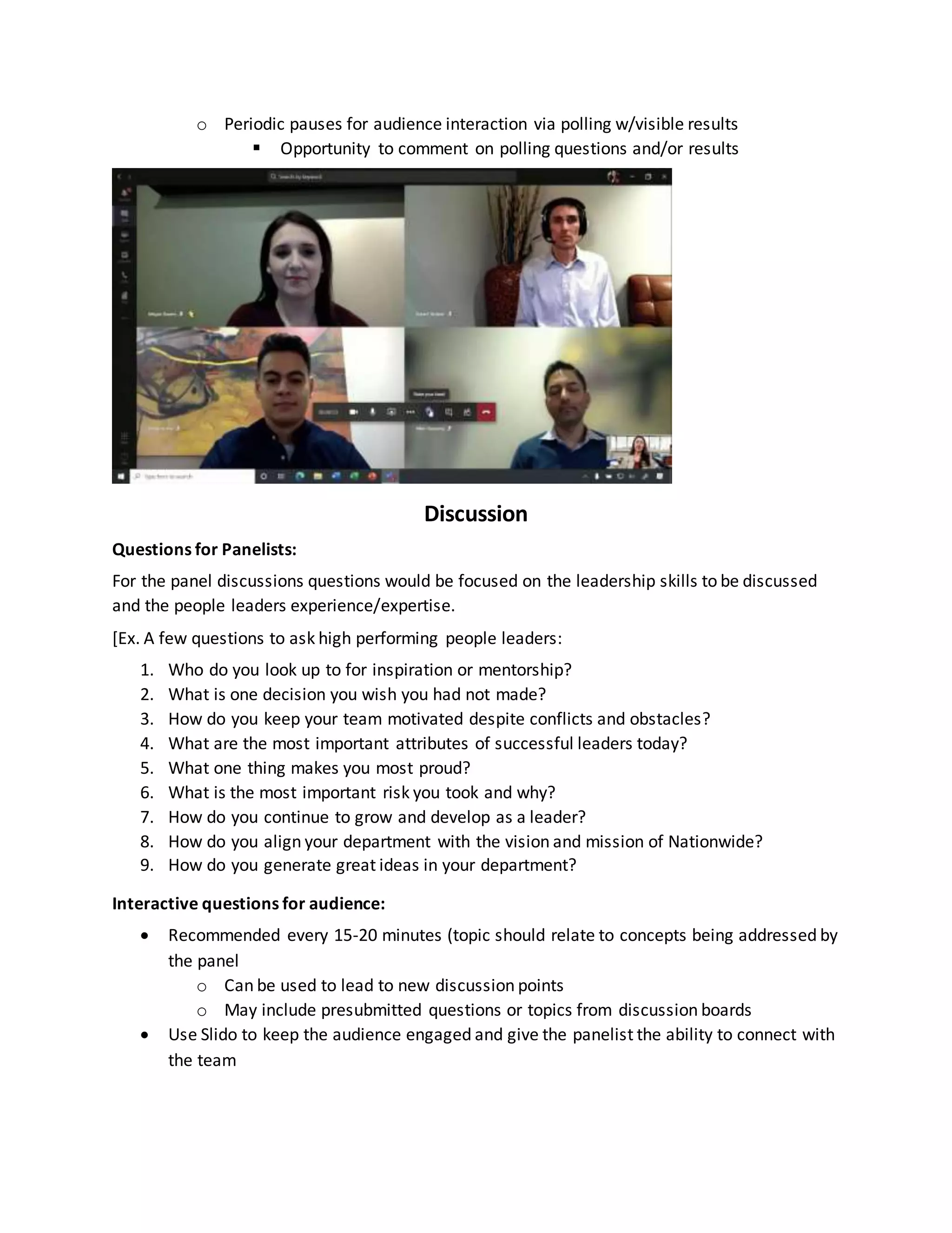 Panel Discussion Moderator Guide - Nationwide | DOCX | Business Expos ...