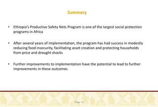 Ethiopia’s Productive Safety Net Programme | PDF
