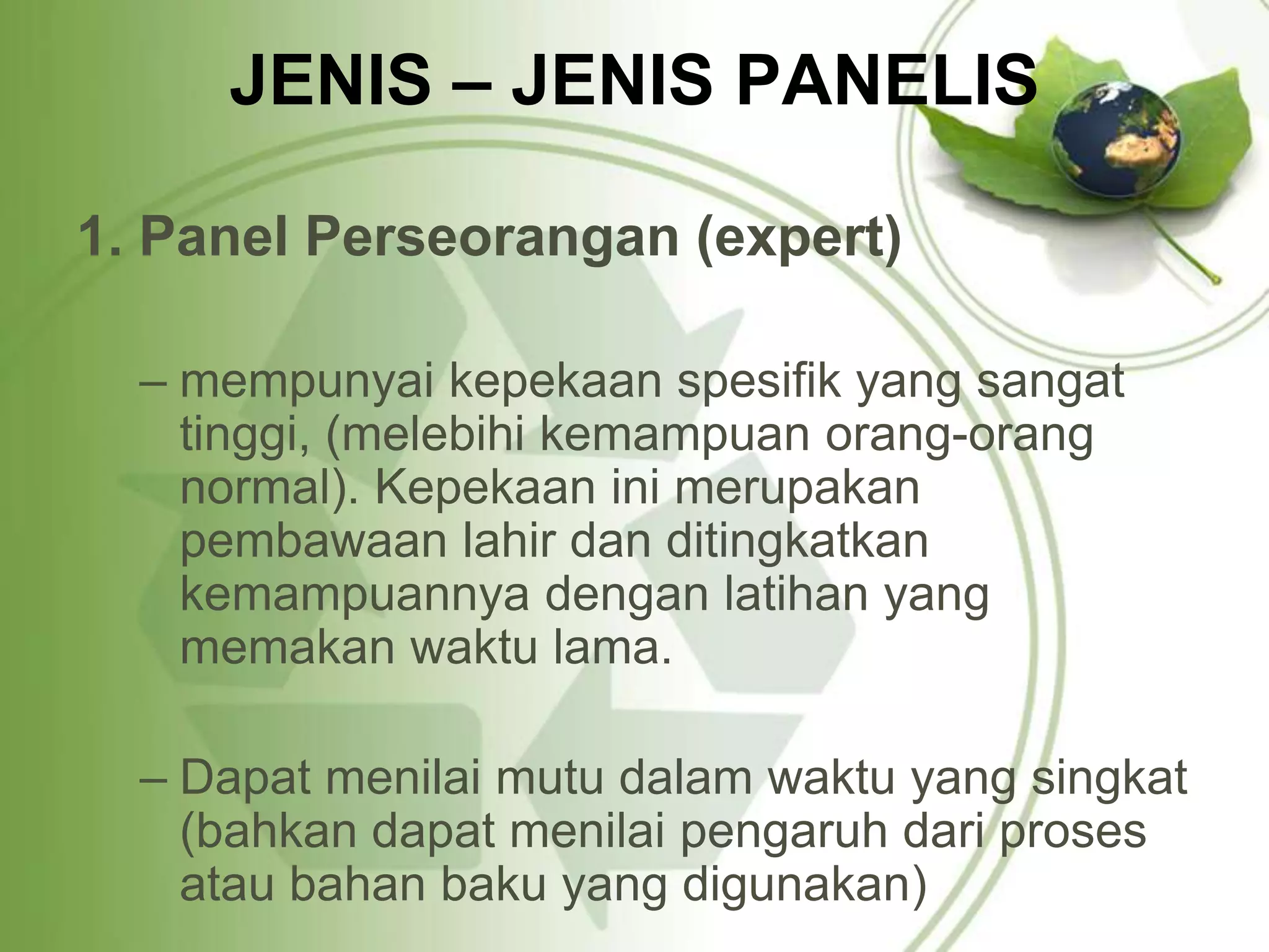 Panelis dalam evaluasi sensori | PPTX