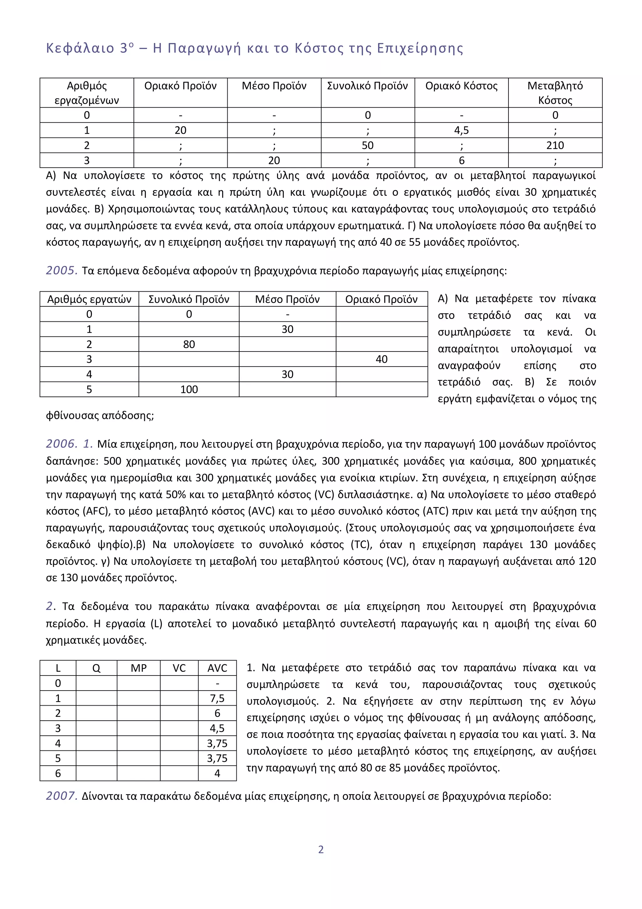 Ασκήσεις Πανελληνίων ΑΟΘ | PDF
