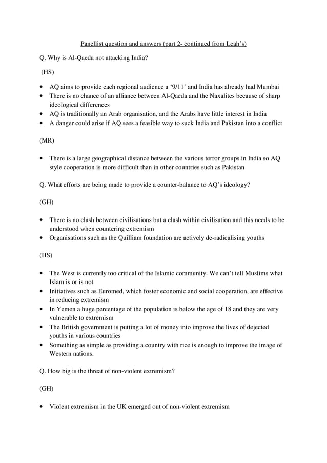 Panellist question and_answers_part_2 | PDF | Islam | Religion & Spirituality