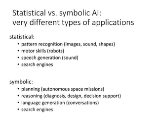 On the nature of AI, and the relation between symbolic and statistical ...