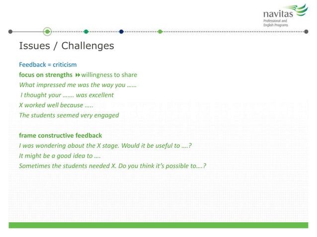 Panel Session: Approaches to Peer Observation in Navitas | PPT