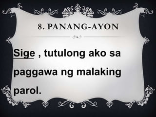 Pang abay na Panang-ayon, pananggi at pang-agam (ACTIVITY) | PPTX