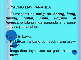 Pang abay na pamanahon at pang-abay na panlunan (anariza germo) | PPTX