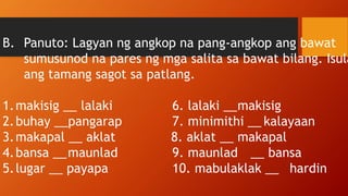 Ang pang-angkop ay mga salitang ginagamit natin sa pag-uugnay ng ...