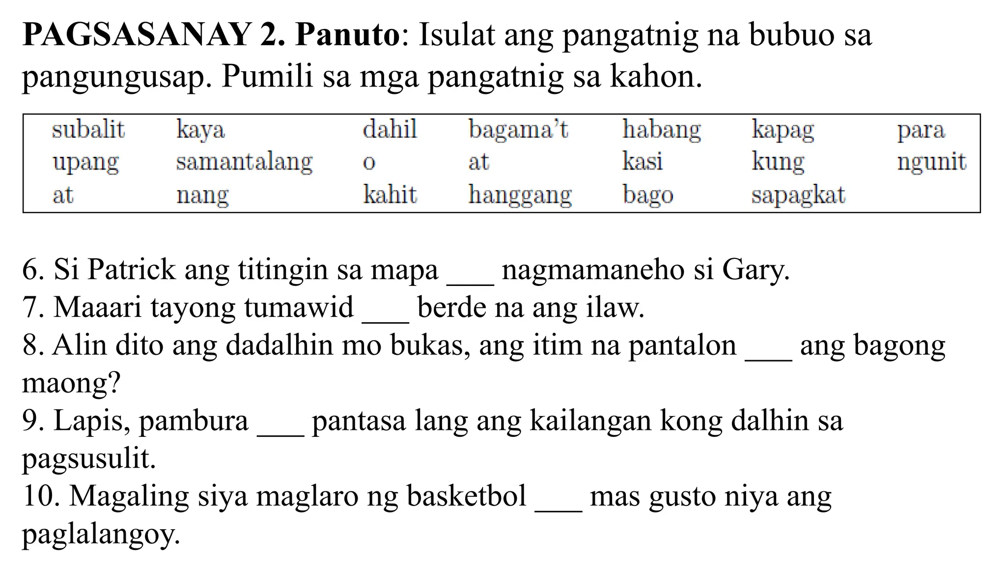 PANG ANGKOP AT PANGATNIG Filipino 6 Power Point | PPTX