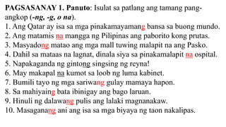 PANG ANGKOP AT PANGATNIG Filipino 6 Power Point | PPTX