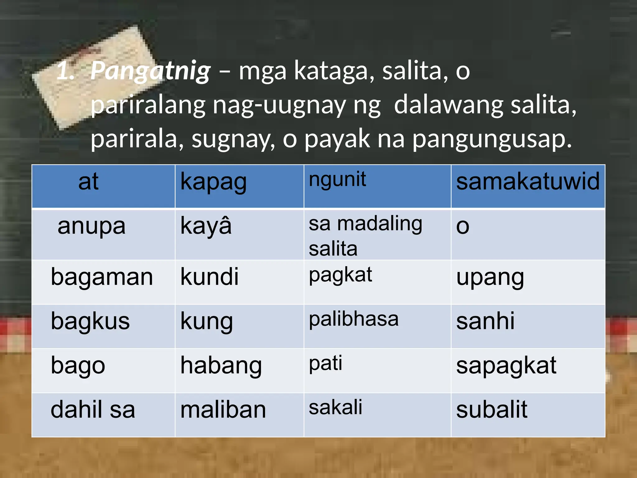 Ang Pang-ugnay at ang tatlong uri nito.pptx