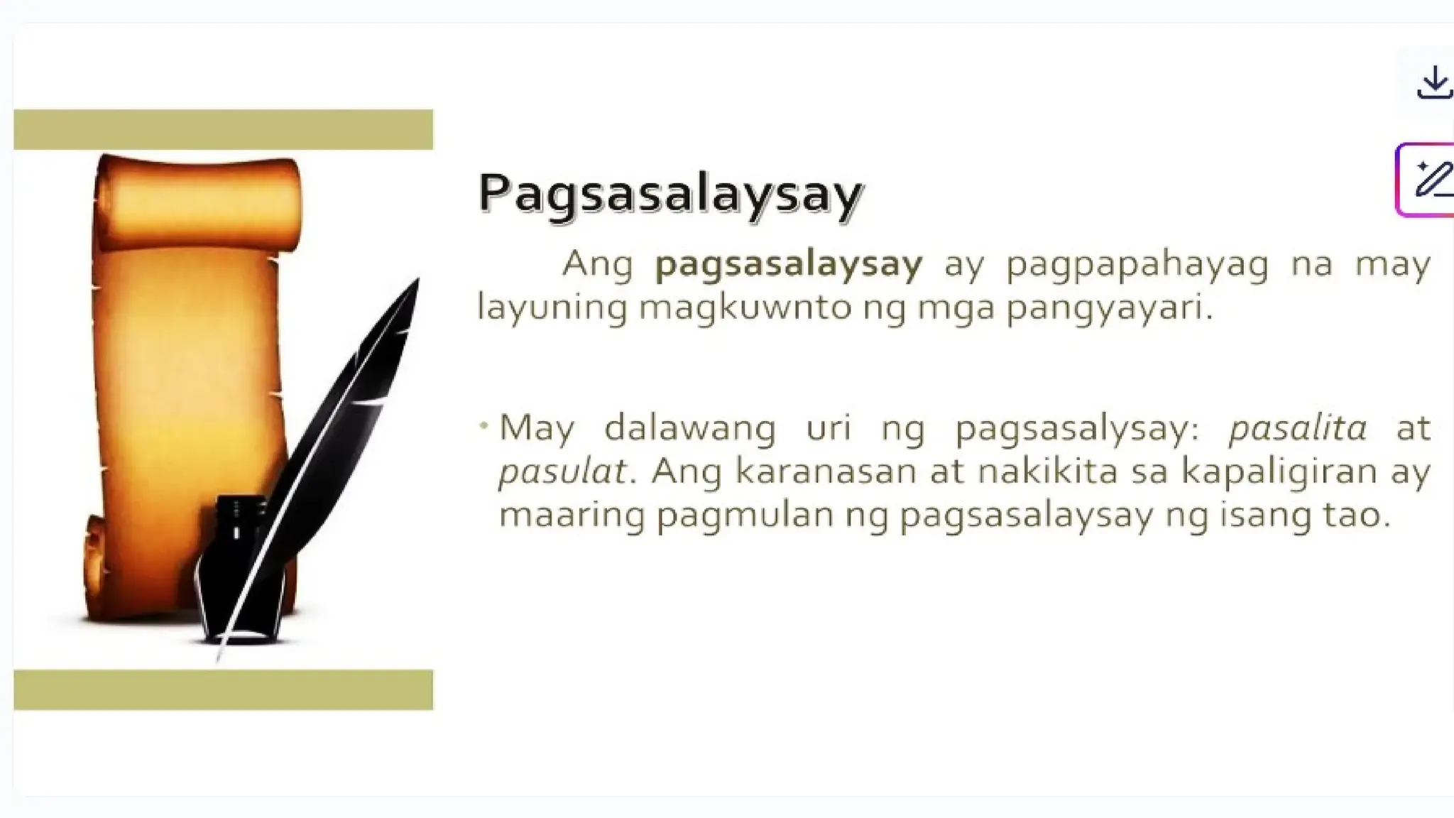 PAGSASALAYSAY NA GINAGAMITAN NG PANG-UGNAY.pptx